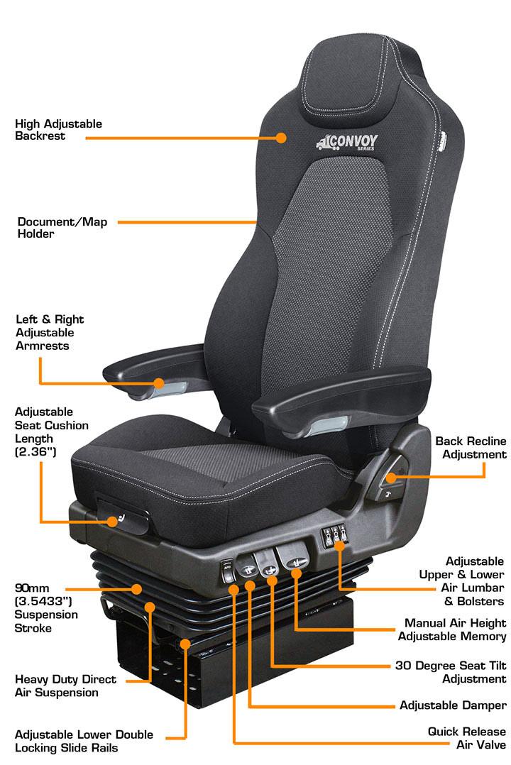 Convoy II - Semi Truck Air Suspension Seat - High Base