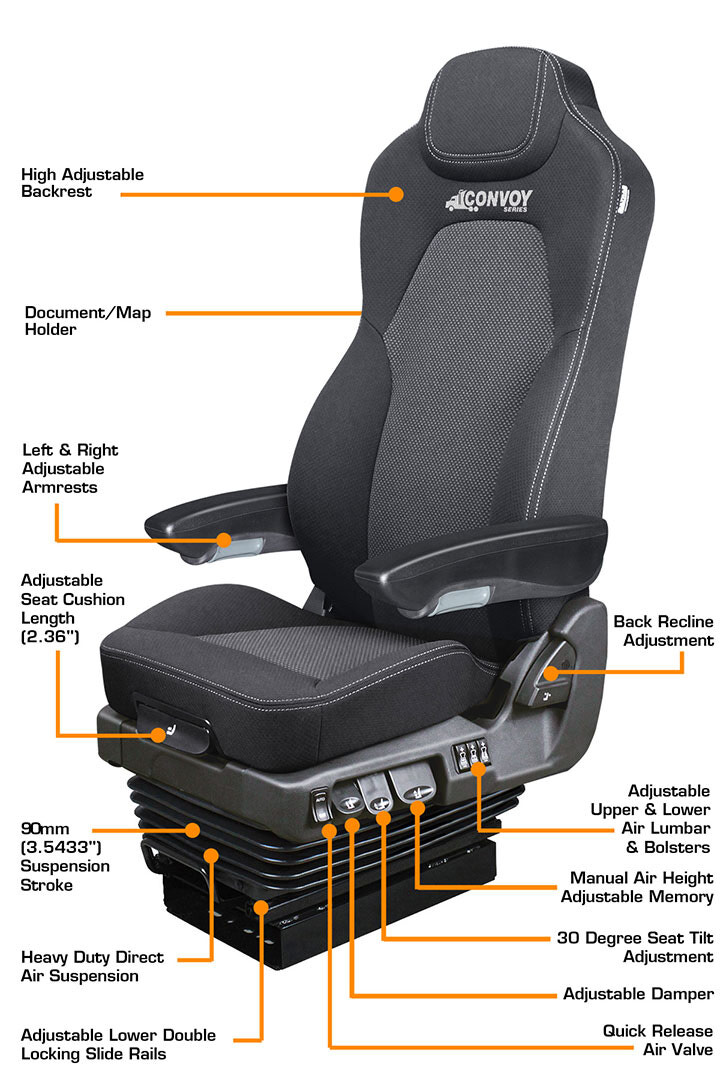 Convoy II - Semi Truck Air Suspension Seat - Low Base