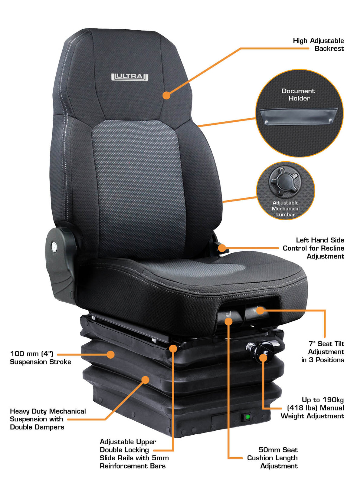 V873HD Mechanical Suspension Seat